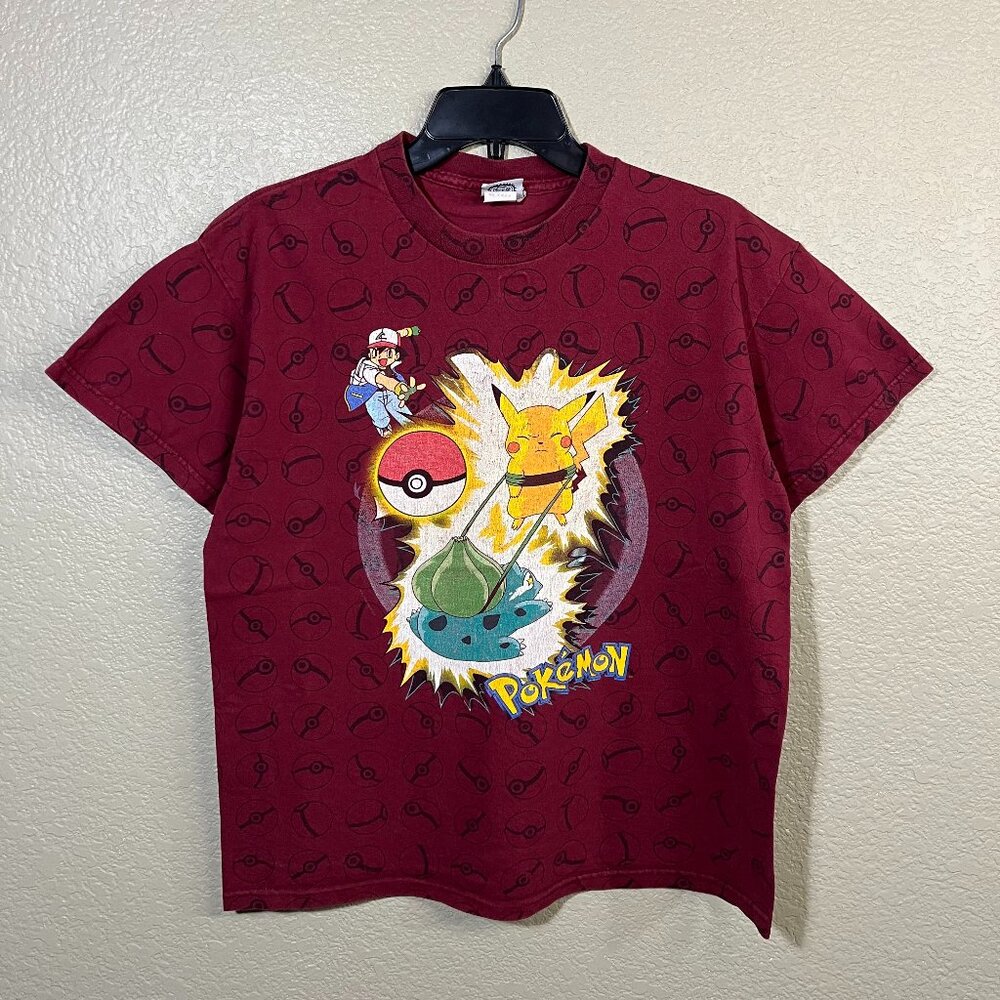 Vintage Pokemon Ash And Pikachu All Over Print T-Shirt - Gem